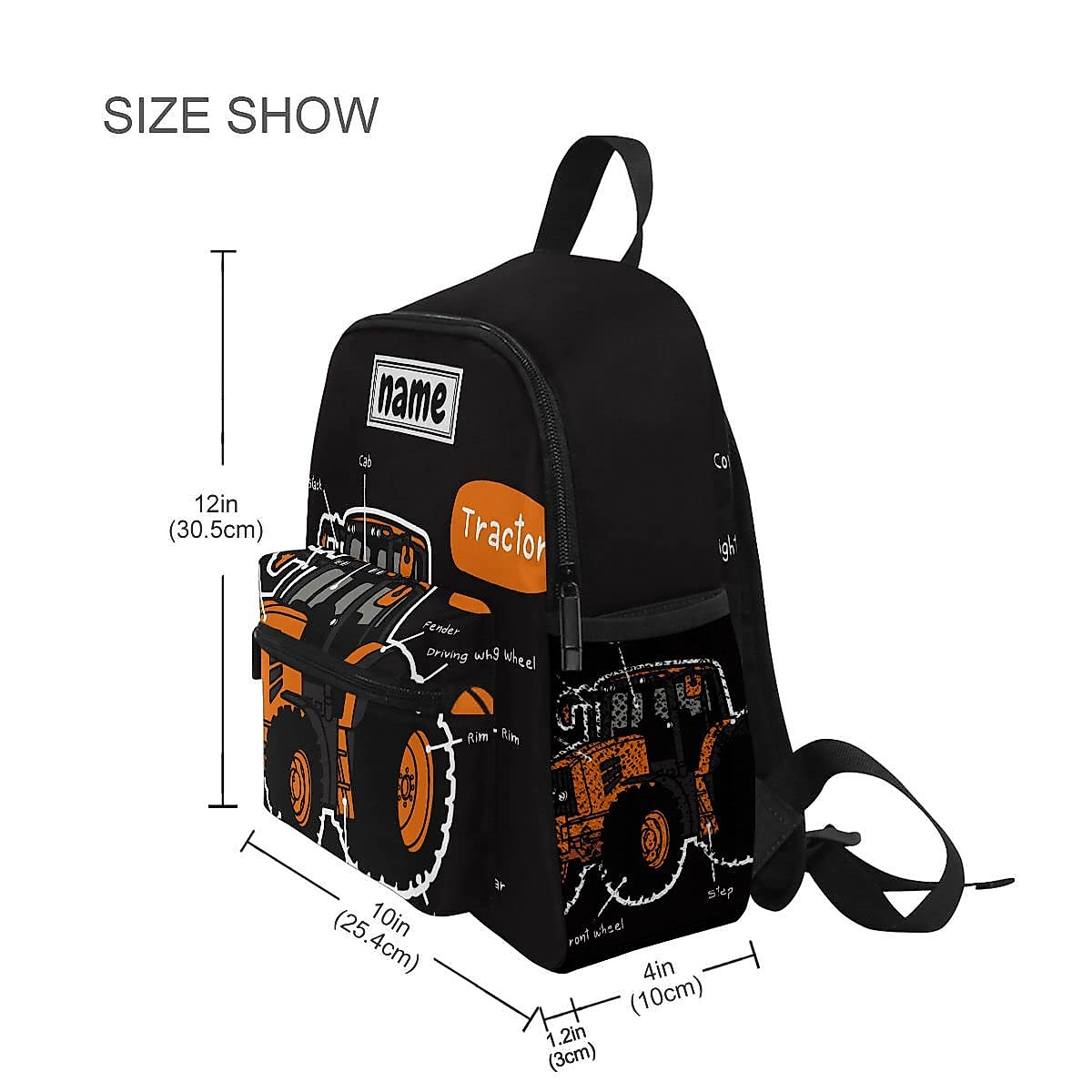 Glaphy Custom Kid's Name Backpack Tractor Toddler Backpack for Daycare Travel Personalized Name Preschool Bookbag for Boys Girls