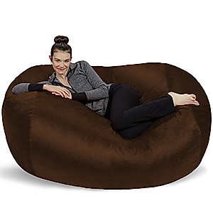 Sofa Sack - Plush Bean Bag Sofas with Super Soft Microsuede Cover - XL Memory Foam Stuffed Lounger Chairs for Kids, Adults, Couples - Jumbo Bean Bag Chair Furniture - Chocolate 6'