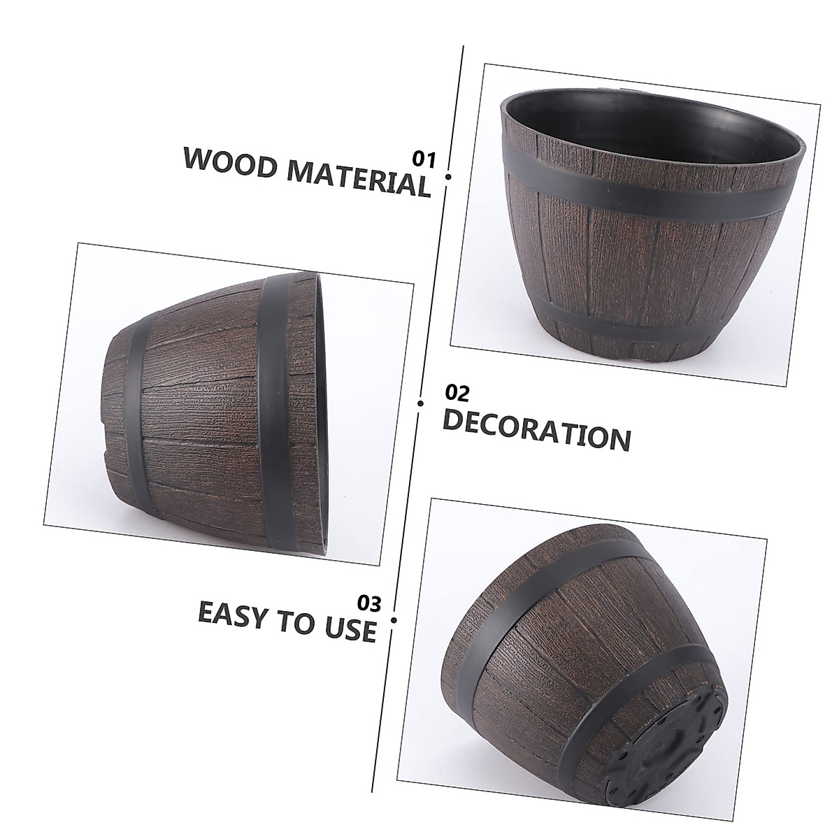 YARNOW 2pcs Pots for Plants Outdoor Plants Wooden Planter Succulents Plants Barrel Planter Succulent Planters Flower Pots Garden Floor Flower Pot Extra Large Wooden Flower Pot