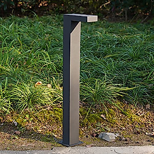 Inowel Light Outdoor Landscape Pathway LED Lights Modern Wired Driveway Lighting Decorative Bollard Lamp IP54 Waterproof Grey for Walkway Patio Garden,23.6In 120V