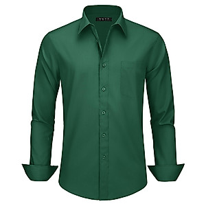 TACVASEN Dress Shirts for Men Business Shirts for Men Mens Green Dress Shirts Green Dress Shirts for Men Slim Fit Shirt Dress