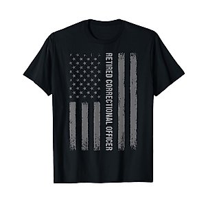 Retired Correctional Officer American Flag Gift | Vintage | T-Shirt