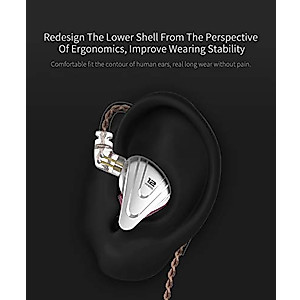 Kinboofi KZ ZSX in Ear Headphone Monitor, Hybrid HiFi Earphone with 5BA 1DD 6 Drivers, KZ Earbuds with Detachable 2 Pin Cable for Church Band Musician Singer(Black No Mic)