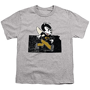 Emporia State University Official State Shape Unisex Youth T Shirt,Athletic Heather, Medium