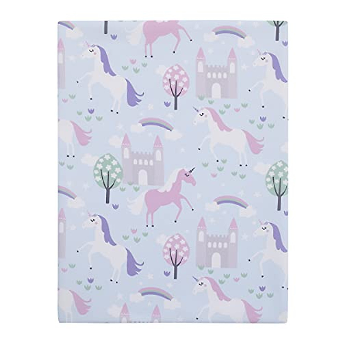 Everything Kids Unicorn, Castle, Rainbow Blue, Pink and Lavender Preschool Nap Pad Sheet