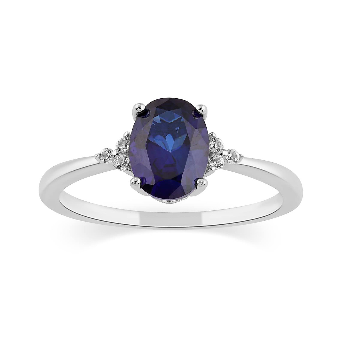 ZKS Designs Created Blue Sapphire and Created White Sapphire Gemstone Bridal Ring-Set For Women - 925 Sterling Silver - Ring Enhancer Band Bridal Set - Gemstone Birthstone Rings for Women (7)