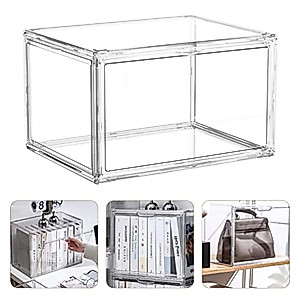 Cabilock Cereal Container Acrylic Storage Box Tote Book Organizing Container Stackable Plastic Storage Box with Lid for Organizing Baby Childs Kids Toy Action Figures Blocks Puzzles Acrylic Box