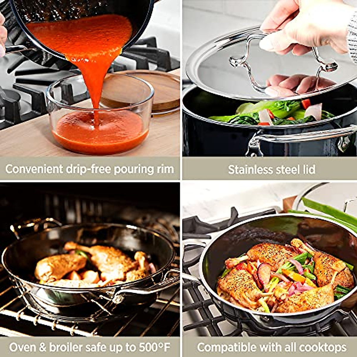 All-Clad FUSIONTEC Natural Ceramic with Steel Core Universal Pan, 4.5 quart, Onyx