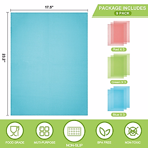 [Extra Large] Refrigerator Liners, 17.5" x 23.2" Refrigerator Liners Washable for Shelves, Cuttable Fridge Shelf Liners for Kitchen Cabinets, Refrigerator Drawer Cupboard Liners - 9 Pcs