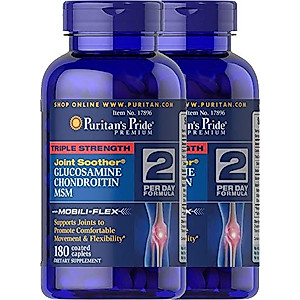Puritan's Pride 2-Pack of Triple Strength Glucosamine, Chondroitin & MSM Joint Soother-180 Caplets (360 Caplets Total)