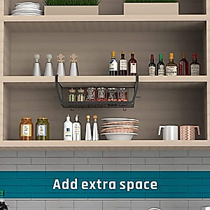 iSPECLE Under Shelf Basket and Stackable Under Shelf Basket, 6 Pack Black Wire Basket Under Shelf for Storage and 4 Pack Black Wire Storage Basket for Storage Pantry, Bundle Sales - Set o