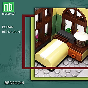 Nickbuild Street Roman Restaurant MOC Building Blocks Toy, Towns Series Kits, Collectible Play Model Set and Building City Toys for Kids and Teens (1186 PCS)