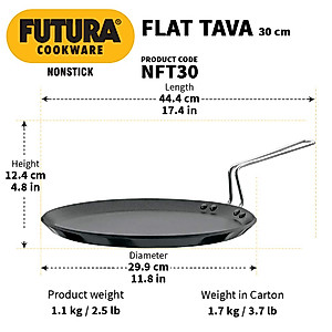 Futura Non-Stick Flat Tava Griddle, 30 cm, Black