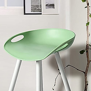 Set of 2 Bar Stools, 31.7" Simple Modern Style High Counter Stool with Low Backrest & Footrest & Metal Legs & PP Seat, Portable Barstools for Kitchen Island Patio Balcony, White &Lime Green …