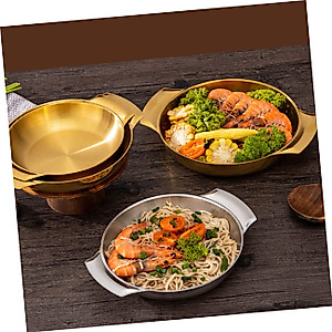 PRETYZOOM Stainless Steel Seafood Pot Double Handle Cooking Pan Cookware Non Stick Pan Casserole Pot Sturdy Cooking Pot Nonstick Frying Pan Camping Stew Pot Metal Grill Pan Griddle