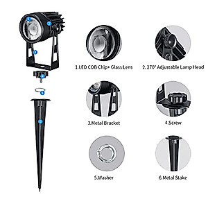 Landscape Lighting,RGB Spotlight with Remote Timer 20 Colors 16 Modes Low Voltage Landscape Lights, 18W 21M Color Changing Garden Lights Outdoor Lights for Yard Lawn Tree Patio Wall Décor -6 Pack