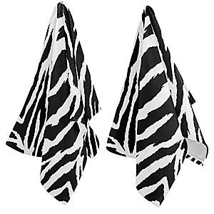Naanle Simple Style Zebra Pattern Soft 2 Piece Fluffy Guest Hand Towels, Multipurpose Decor for Bathroom, Hotel, Gym and Spa (14" x 28",Black White)