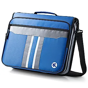 Kinbashi 2-Inch 3 Rings Zipper Binder, Holds 15-Inch Laptop, Handle and Shoulder Strap Included, Blue
