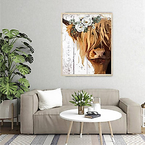 Paint by Numbers for Adults, Paint by Numbers for Kids Beginner Paint Canvas Oil Painting for Highland Cow Wall Art (Without Frame 15.7x19.7inch)