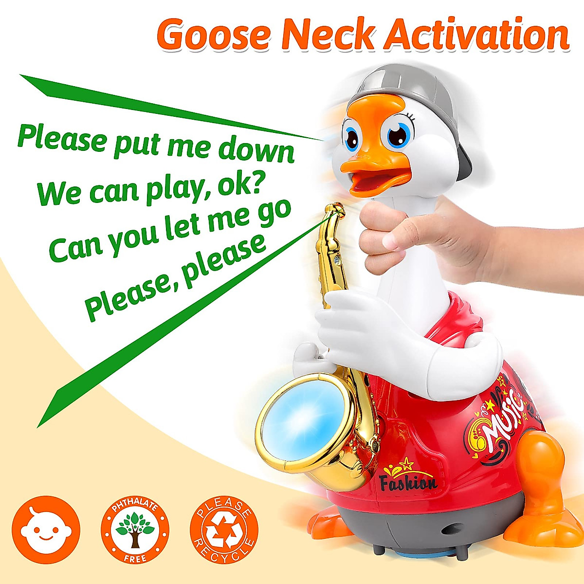 Baby Toys 12-18 Months Saxophone Goose Toys for 1 Year Old Boy Girl Gifts Musical Toys for Toddlers 1-3 Learning Educational Toys for 1 Year Old Crawling Toys Gifts for 1 2 3 Year Old Boys Girls