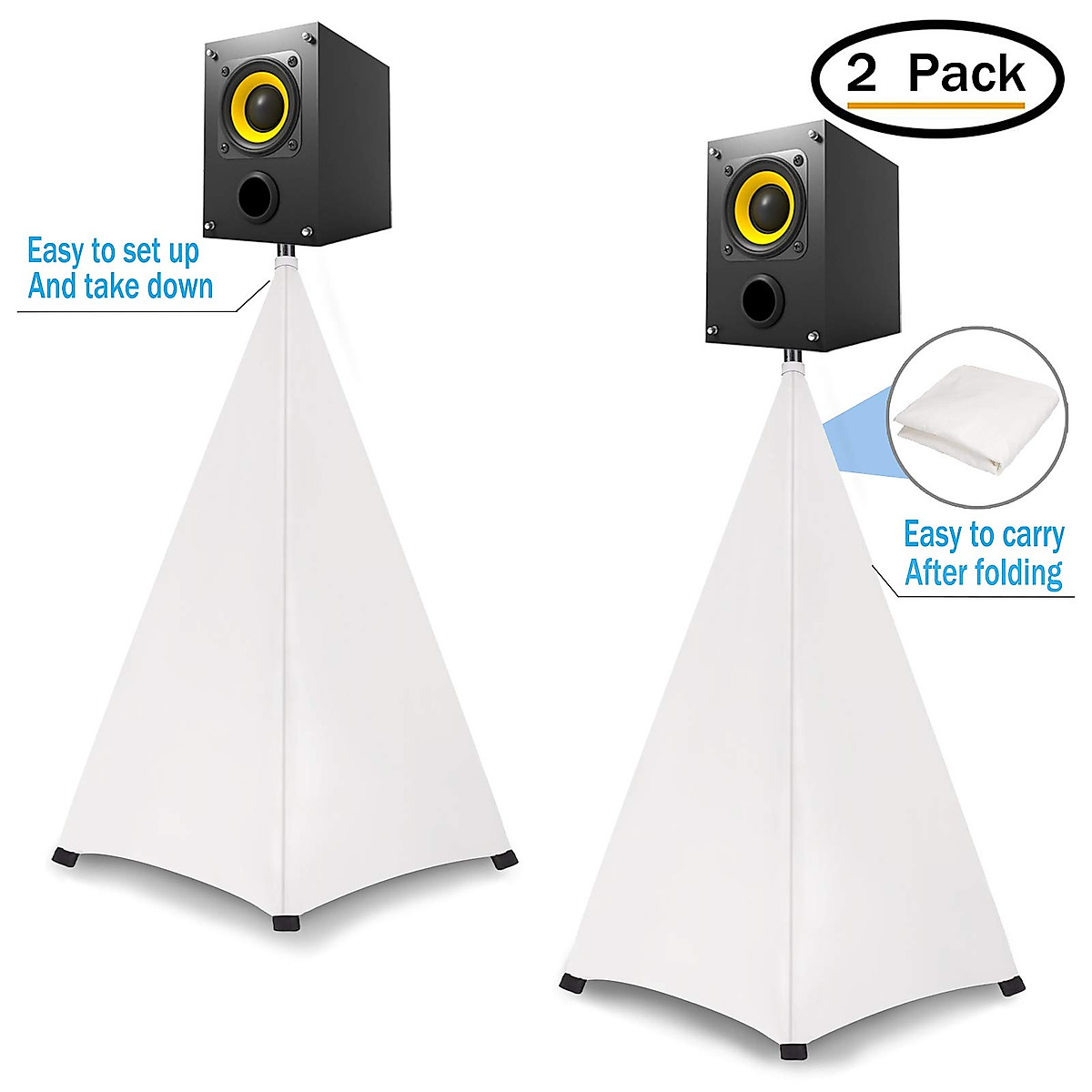 Dofilachy Speaker Stand Cover-DJ Bag with 360 Degree Cover, Speaker Tripod Scrim Cover for Speaker/Lighting with Free Travel Bag (Two Pack-white)
