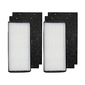 PUREBURG 1183600 Replacement Filter Set Compatible with Whirlpool WPT60 (P/B) Whispure Medium Air Purifier,2-Pck H13 HEPA Activated Carbon 3-Stage Filtration
