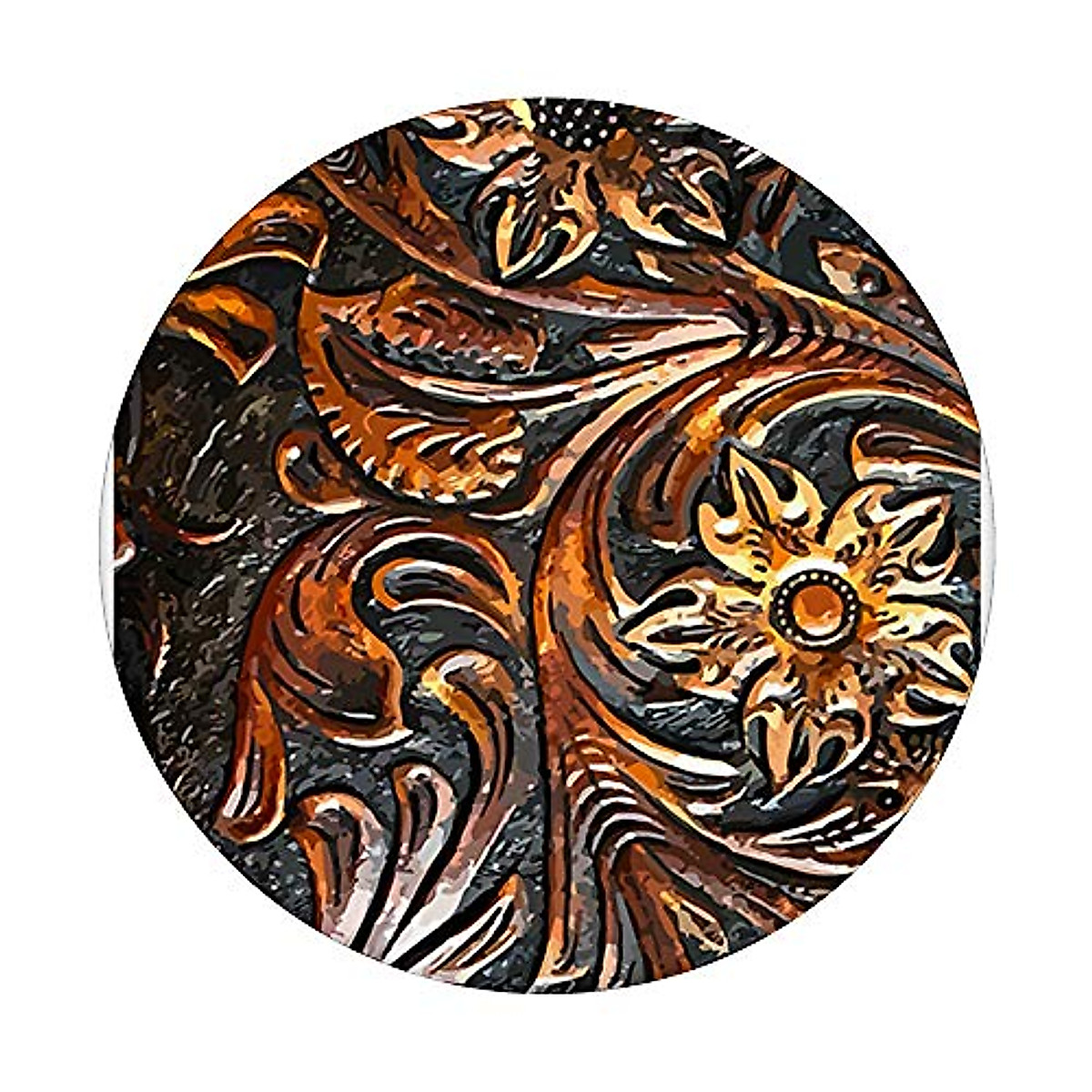 Cute Western Cowgirl Tooled Pattern PopSockets Grip and Stand for Phones and Tablets
