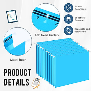 Estune 75 Pcs Hanging File Folders with Tab Letter Size Hanging Folders File Folder File Organizer for Office Cabinet Document Storage Supplies (Blue)