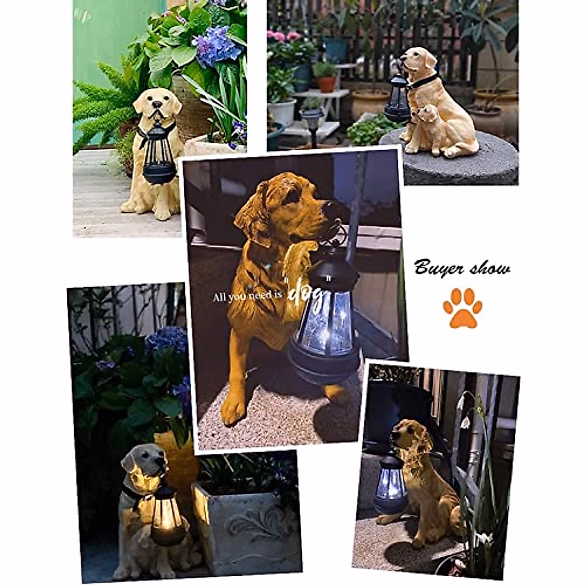 LTHDD Outdoor Labrador Family Statue with Solar Lights,Windproof Lamp for Home Garden Decoration,Lifelike Dog Figurine Decoration,Solar Lantern Dog Garden Statues