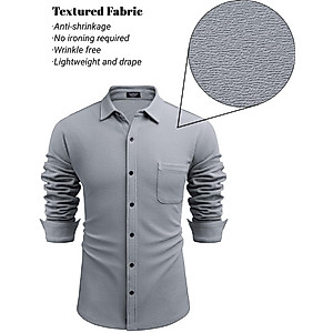 COOFANDY Men's Casual Button Down Shirts Long Sleeve Lightweight Solid Classic Jackets Fall Overshirts