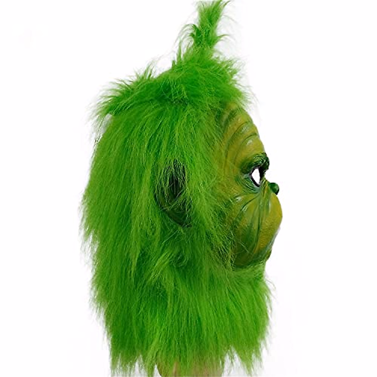 Green Monster Mask Costume Halloween Christmas Monsters Cosplay Rolepaly Latex Masks Party Props Adult Man Women Full Head (Mask with wig)