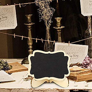 Taidda Mini Chalkboard Sign, 10Pcs Wooden Blackboard Small Chalkboard Labels with Easel Stand for Food Labels, Table Numbers, Weddings Party Decorationrd