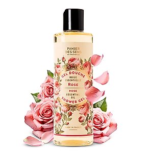 Panier des Sens – Rose Shower Gel - Foaming Body Wash Women & Men - Moisturizing Body Soap with Shea Oil - 96% Natural Ingredients Body Care - Vegan Liquid Body Wash - 8,45 floz
