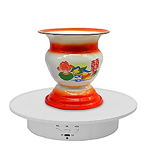 JAYEGT Motorized Rotating Display Stand, 7.87inch /17.6lbs Load, 360 Degree Electric Rotating Turntable for Photography Products, Jewelry, 3D Model,with 5 Colors Backgrounds - White