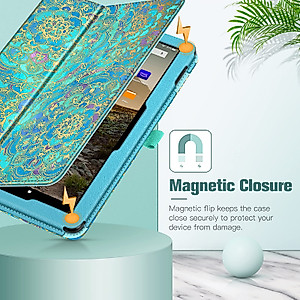 Fintie Folio Case for All-New Amazon Fire HD 10 and Fire HD 10 Plus Tablet (Only Compatible with 11th Generation 2021 Release) - Slim Fit Standing Cover with Auto Sleep/Wake, Shades of Blue