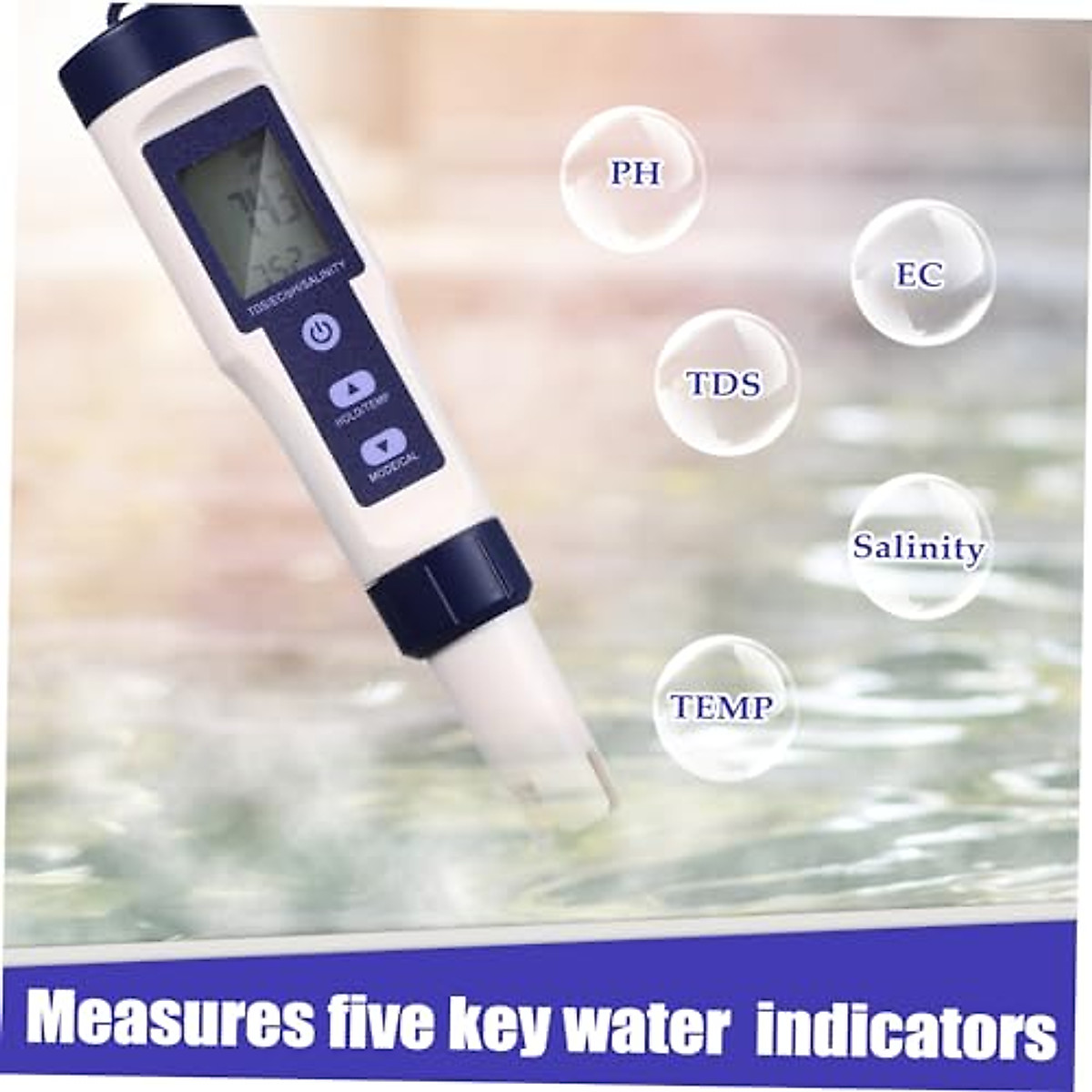ROMISBABA Water Quality Tester Handheld Water Tester Water Ph Tester Tds Water Tester Pool Salt Tester Aquarium Water Tester Ec Meter Water Tester for Home Ph Meter Pool Water Tester Plastic