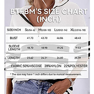 BTFBM Women 2023 Casual Long Sleeve Zip Striped Pullover Sweaters V Neck Collar Ribbed Knit Fall Winter Slouchy Jumpers (Striped White, Large)