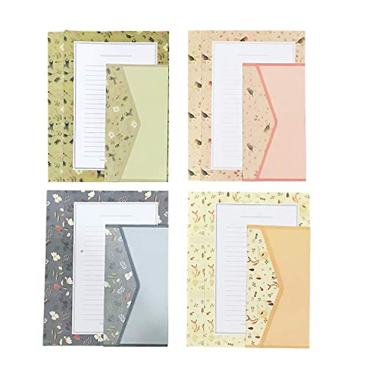 Lined Writing Stationery Paper and Envelopes - Letter Stationery Set - 48 Letter Writing Paper Set with 24 Envelope,H166