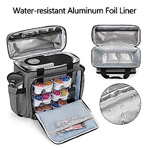 CURMIO Coffee Maker Travel Bag Compatible with Keurig K-Mini or K-Mini Plus, Single Serve Coffee Brewer Carrying Case with Multiple Pockets for K-Cup Pods, Travel Mugs, Gray (Bag Only, Patent Design)