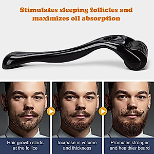 Beard Growth Kit - Derma Roller for Beard Growth, Beard Growth Oil(2 Pack), Beard Roller, Beard Balm, Beard Comb, Beard Growth Products for Patchy Beard - Christmas Gifts for Men Husband Boyfriend Dad