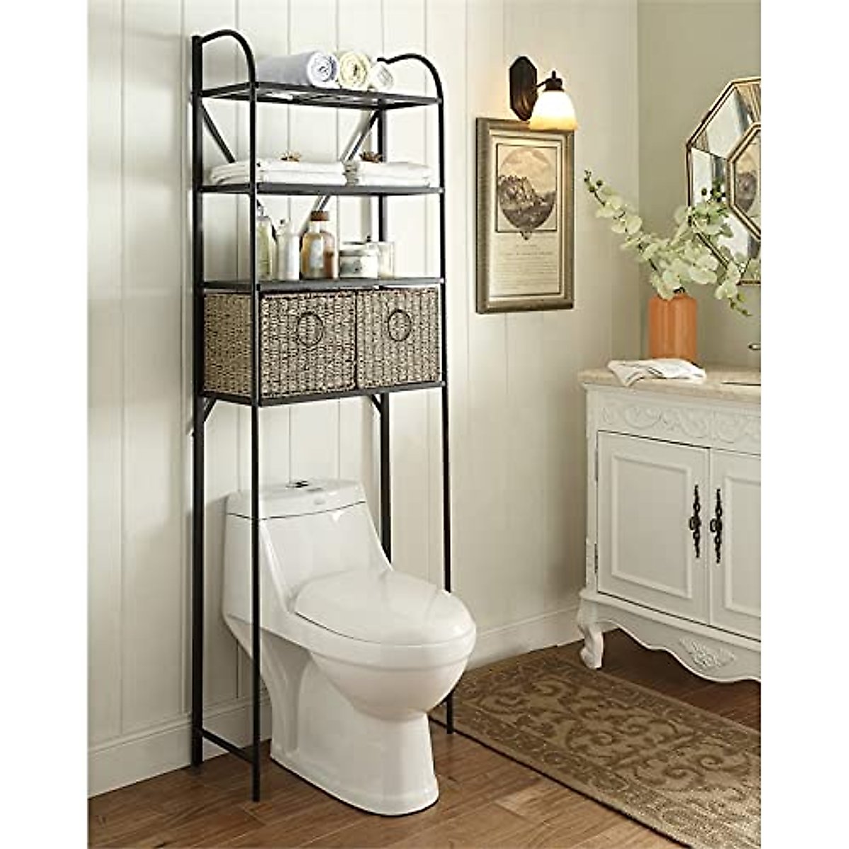 4D Concepts Windsor Space Saver with Baskets, Slate and Weave
