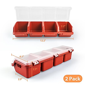 Screw Organizer Storage Bins, 2 Pack Stackable Bins with Lids, Divider Compartment Containers for Garage/Craft Tool Organizing, Tool Cart Cabinet Workbench Drawers Organization and Storage (Red)