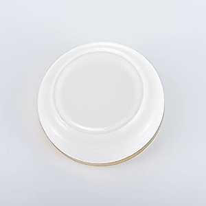 KeyChefLAB Porcelain Ceramic Dipping Sauce Dish Set, White/Emerald Green with Gold Trim Round Serving Saucer Bowl for Dip Side Soy Condiment (Set of 6) (White)