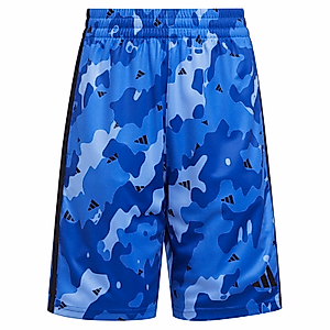 adidas Boys' Big AEROREADY Elastic Waistband Camo Shorts, Semi Lucid Blue, L/14-16