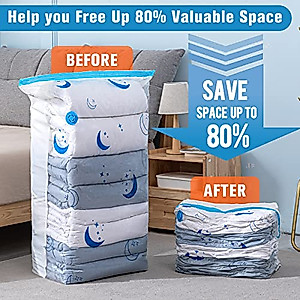 Cube Vacuum Storage Bags, 8 Pack(4 Jumbo+ 4 Large) Space Saver Bags with Hand Pump, Vacuum Compression Sealer Storage Bags for Clothes, Mattress, Blanket, Duvets, Pillows, Comforters,Travel, Moving