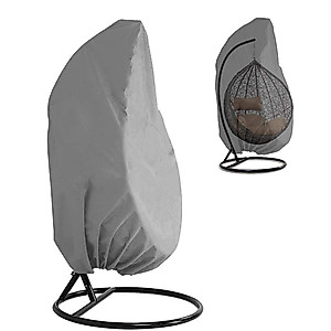Patio Hanging Egg Chair Cover Heavy Duty Waterproof Patio Outdoor Wicker Swing Seat Cover Chair Garden Furniture Protective Cover UV Resistant 75 x 45inch (Grey)