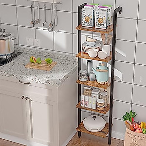 YMYNY Industrial 5+ 6-Tier Wall Mounted Bookcase with Metal Frame，HRF-TM018+HBC015H