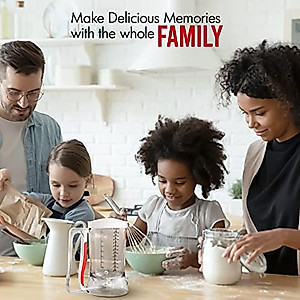 Dalup Enterprises Pancake Batter Dispenser - Kid Friendly & Mess Free Cupcake Batter Dispenser with Squeeze Handle for Precise Portion Control, Also Perfect for Waffles, Crepes, Cakes (4 Cup Capacity)