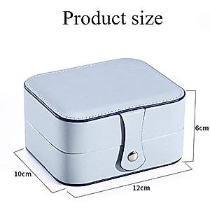 ZZYINH AN207 Double-Sided Jewlery Box Portable Jewelry Box Leather Ear Stud Ring Necklace Earrings Storage Box Small Jewelry (Color : Blue)