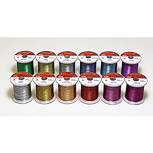 Hitena STWRAP Rod Wrapping Thread - Metallic Zebra (Jasper) 12 Color Pack (100yd)